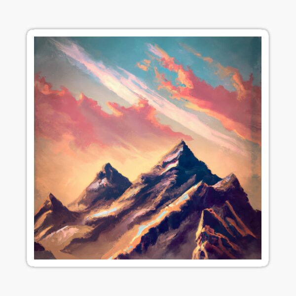"Mountains In Retro Style." Sticker for Sale by abf- | Redbubble