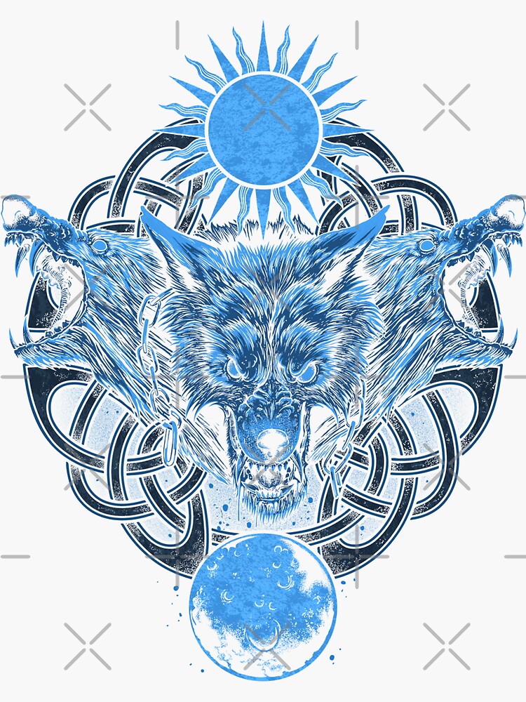 "Viking Wolf Norse Mythology Fenrir Ragnarok Wolves" Sticker for Sale ...