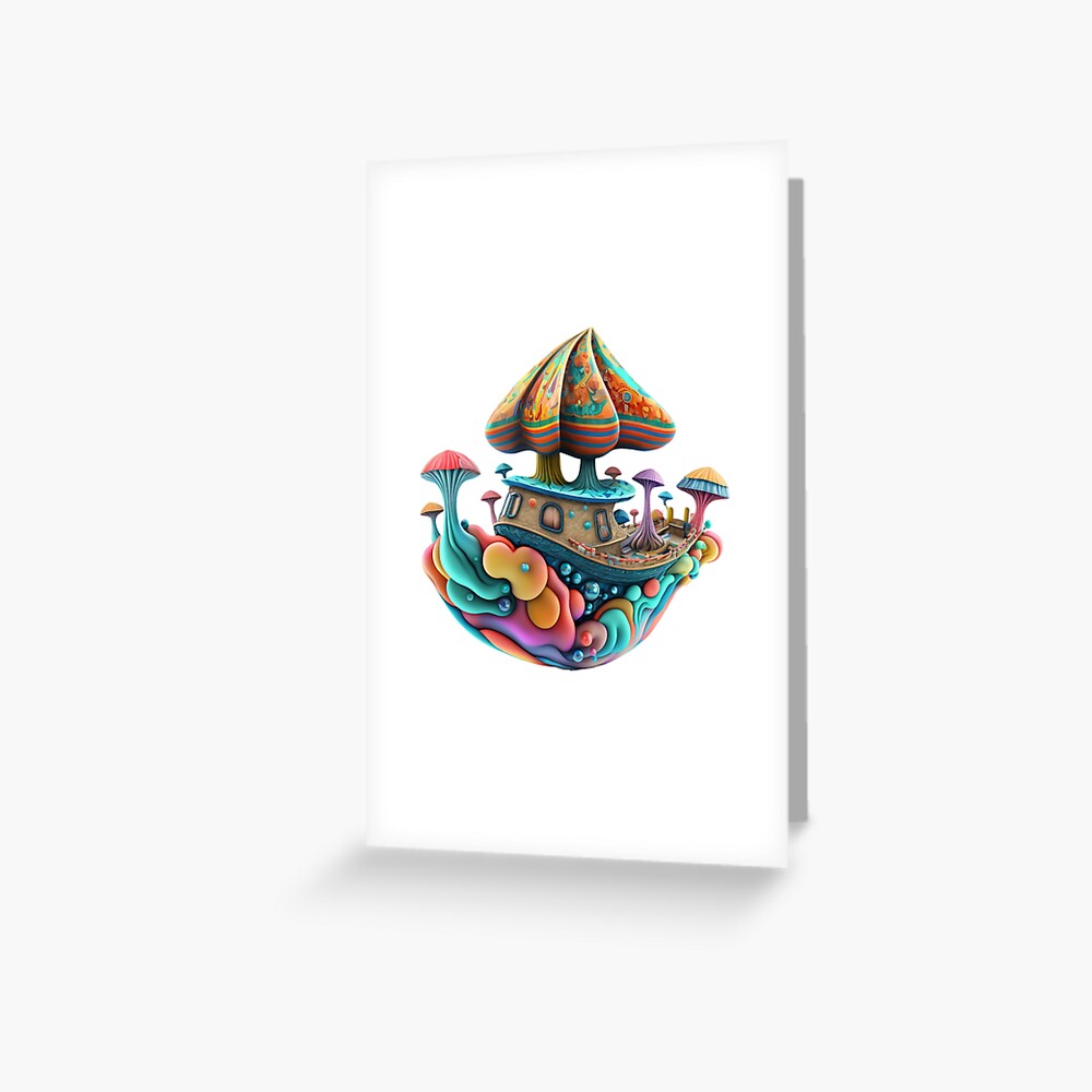 "Mushroom Boat With Carousel Bimini and Dodger" Greeting Card for Sale ...
