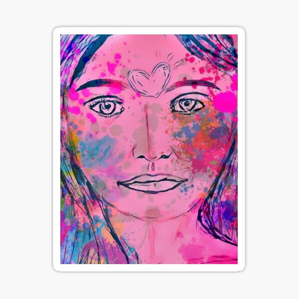 "Pink lady portrait " Sticker for Sale by Bucklechips | Redbubble