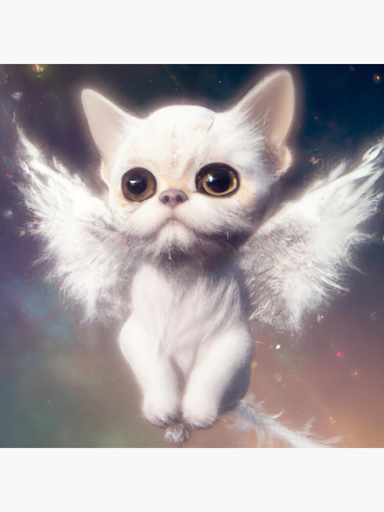 "AI Art Cute Fluffy Kitten flying trough Space" Sticker for Sale by ...