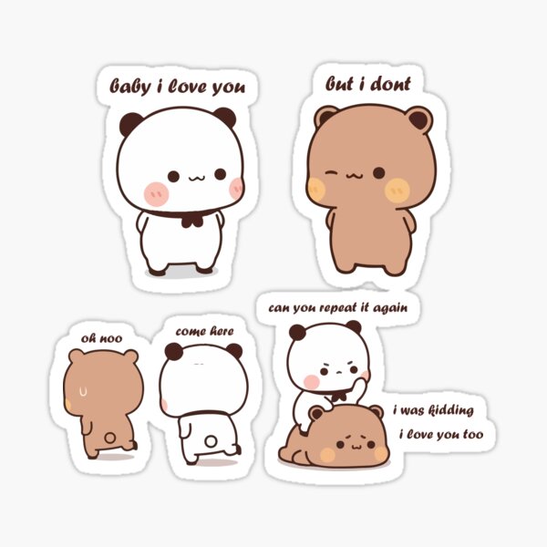 "Panda And Brownie Bear Couple" Sticker for Sale by STOREMUZAN | Redbubble