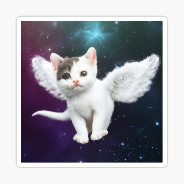 "AI Art Cute Fluffy Kitten flying trough Space" Sticker for Sale by ...