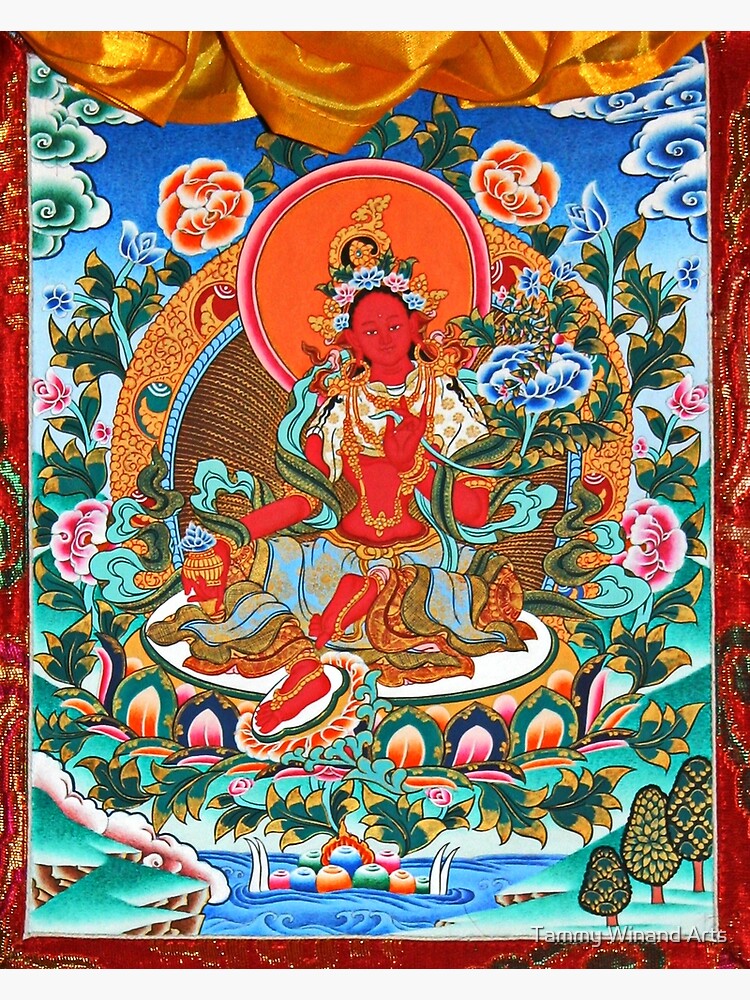 "Red Tara Tibetan Buddhist Deity Thangka" Art Print for Sale by ...