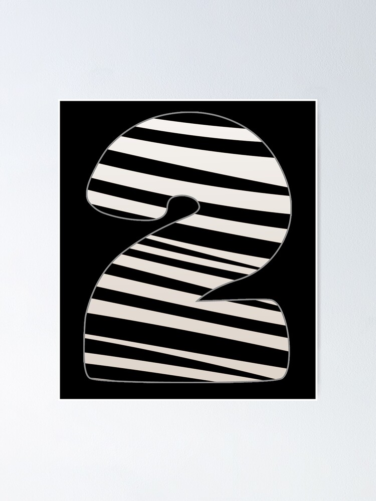 Póster «Número patrón de cebra. Números con rayas de cebra. Número 2 ...