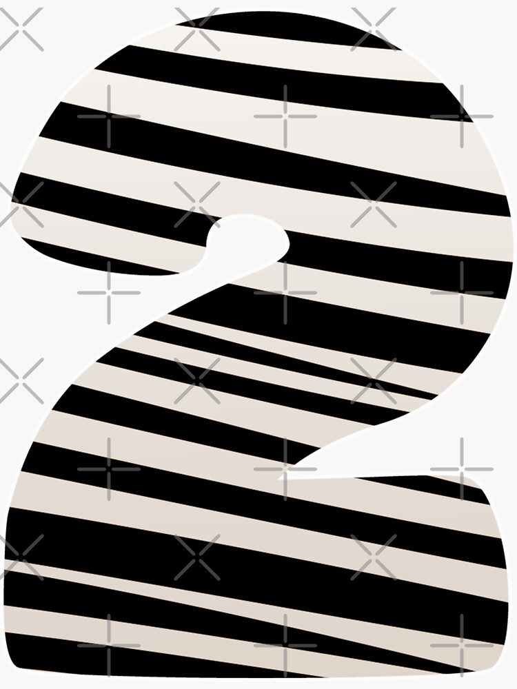 "Zebra pattern number. Zebra striped numbers. number 2" Sticker for ...