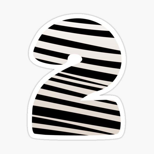 Pegatina «Número patrón de cebra. Números con rayas de cebra. Número 2 ...