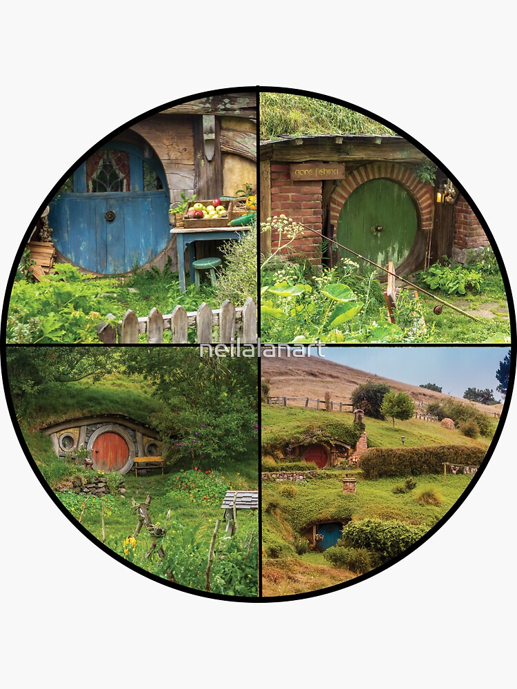 "Hobbiton, New Zealand Houses" Sticker for Sale by neilalanart | Redbubble