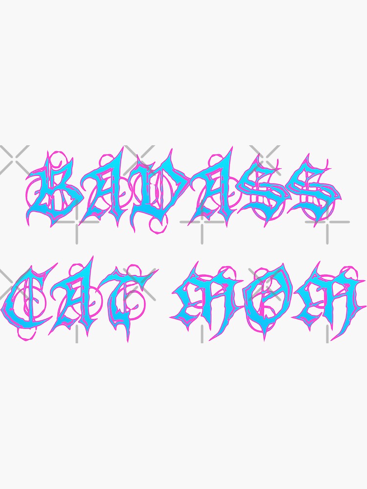 "Badass Cat Mom, street, calligraphy, lettering, text, font 32" Sticker ...
