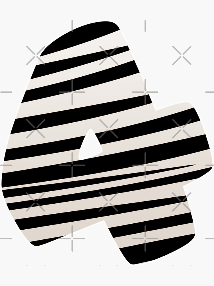 "Zebra pattern number. Zebra striped numbers. Number 4" Sticker for ...