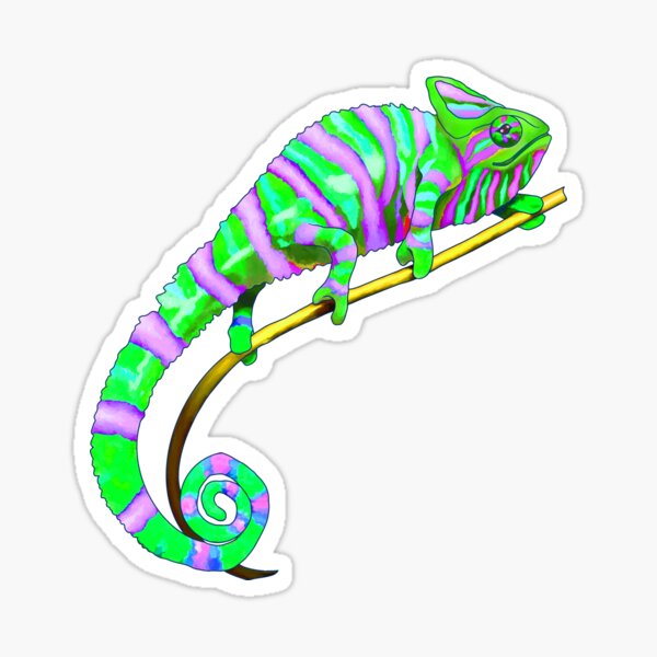 "Colorful Chameleon Love - Green and Purple Lizard" Sticker for Sale by ...