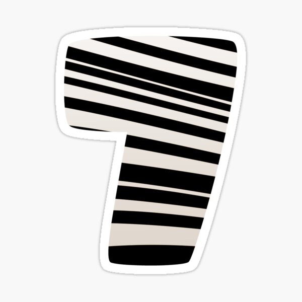 Pegatina «Número patrón de cebra. Números con rayas de cebra. Número 7 ...