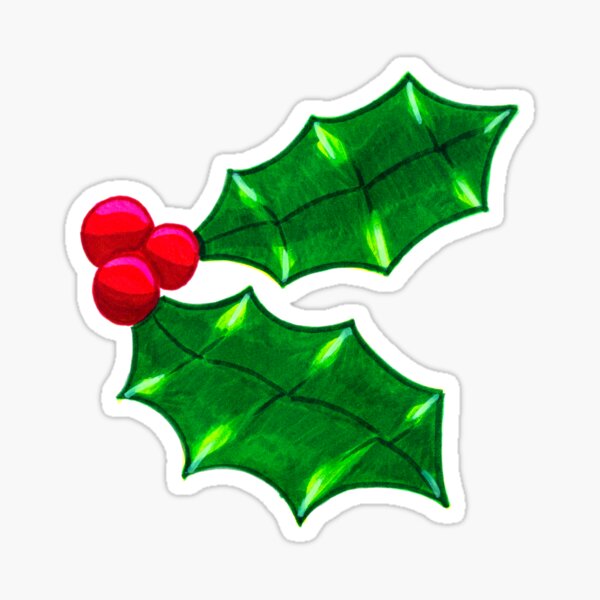 "Sprig of Holly" Sticker for Sale by dragonwriterart | Redbubble