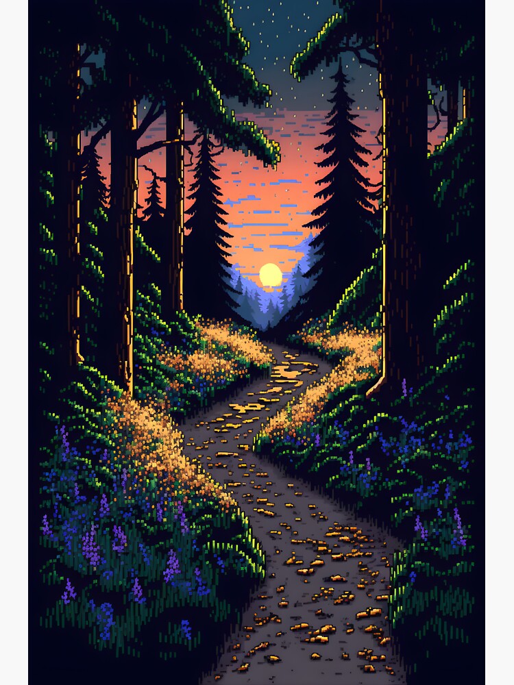 "Nature Trail - Pixel Art Aesthetic" Sticker for Sale by Mandala-Arts ...