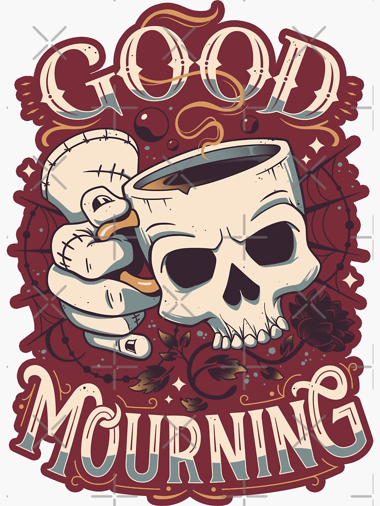 "Wednesday Mourning - Gothic Skeleton Drink" Sticker for Sale by ...