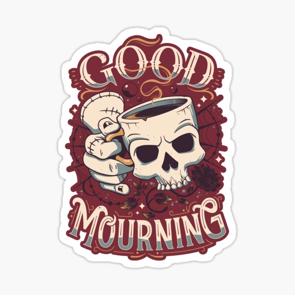 "Wednesday Mourning - Gothic Skeleton Drink" Sticker for Sale by ...