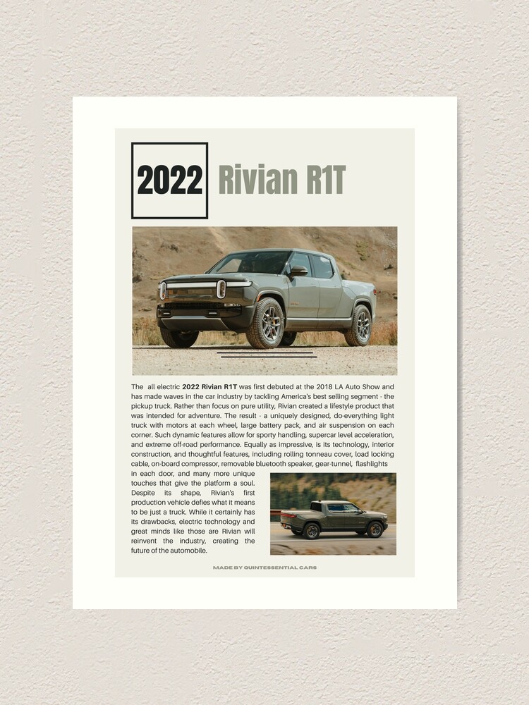 "2022 Rivian R1T Car Poster" Art Print for Sale by milesmoriarty ...