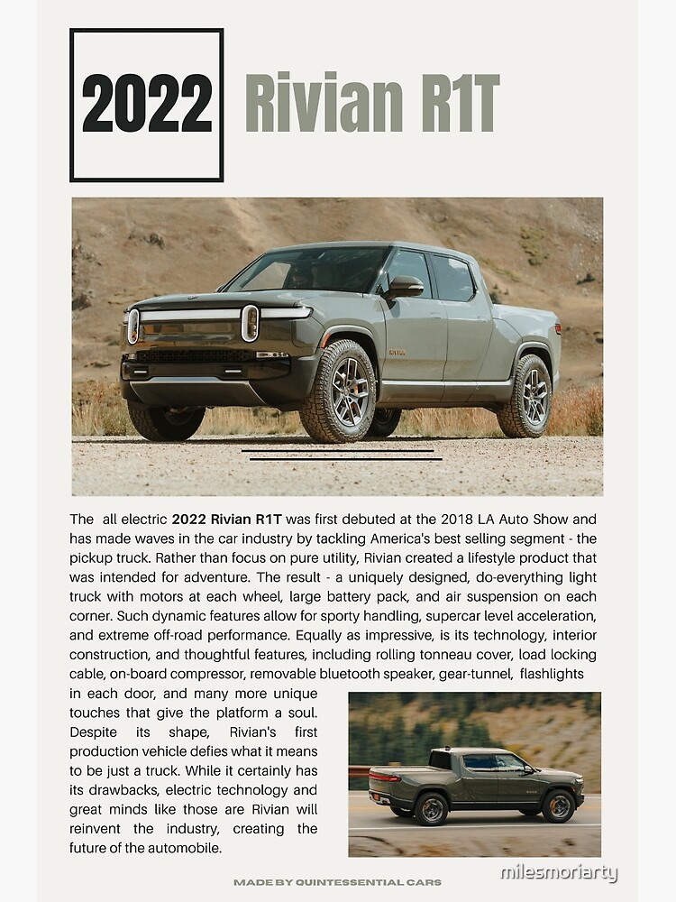 "2022 Rivian R1T Car Poster" Art Print for Sale by milesmoriarty ...