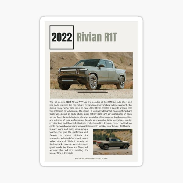 "2022 Rivian R1T Car Poster" Sticker for Sale by milesmoriarty | Redbubble