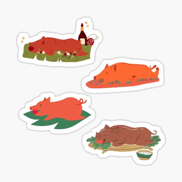"Roast Suckling Pig art pack" Sticker for Sale by CinderPress | Redbubble