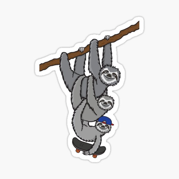 "Sloth Skater Boy" Sticker for Sale by plushism | Redbubble
