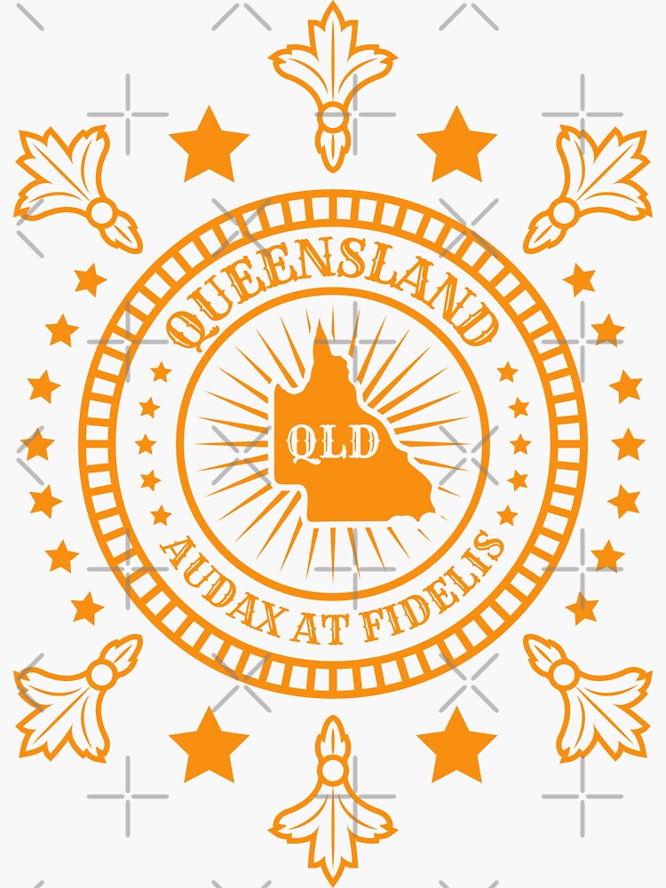"Queensland State Map Motto Latin - Audax at Fidelis - QLD Australia ...