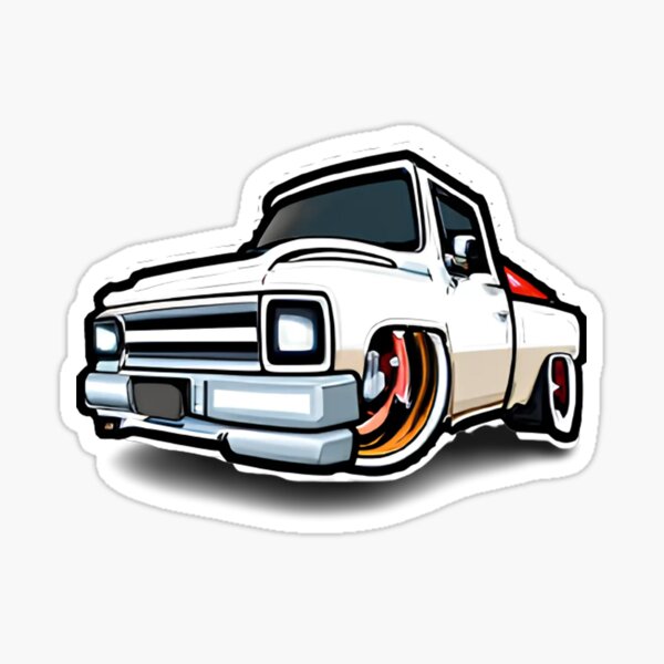 "white C-10 Chevy truck art print" Sticker for Sale by bensclassicstuf ...