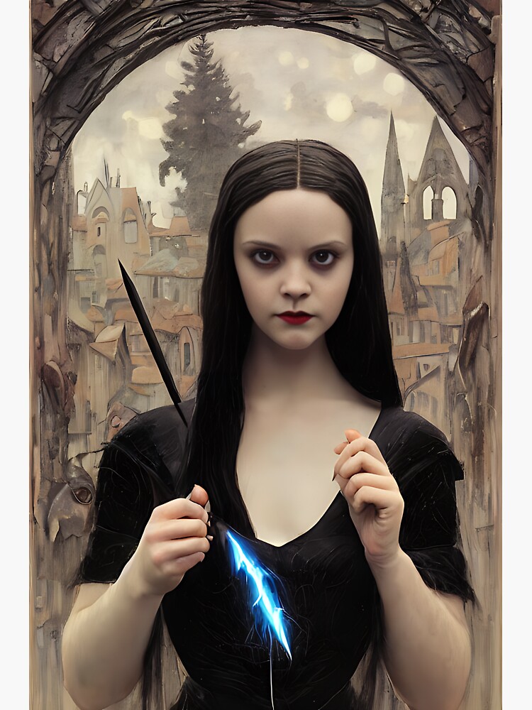 "Wednesday Addams Portrait Old painting Style" Sticker for Sale by ...