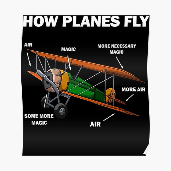 "How Planes Fly Funny Airplane Magic " Poster for Sale by DosuIsora ...