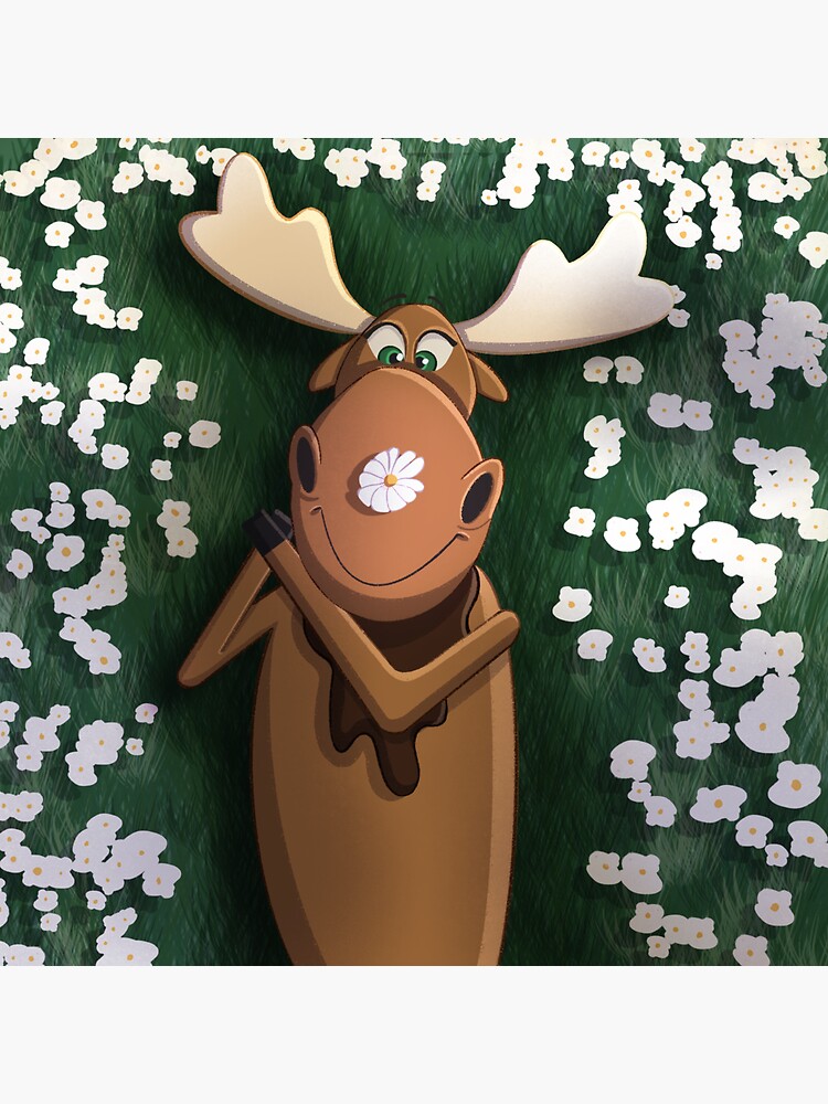 "The Gentle Flower Moose Cartoon Children's Art" Sticker for Sale by ...