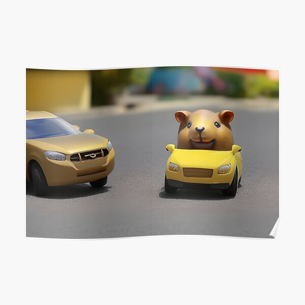 "A Cute Capybara Driving a yellow luxury car" Poster for Sale by ...