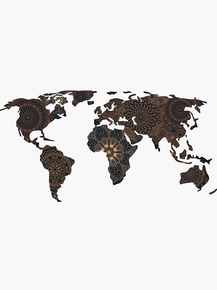 "Henna World Map" Sticker for Sale by Benb2567 | Redbubble