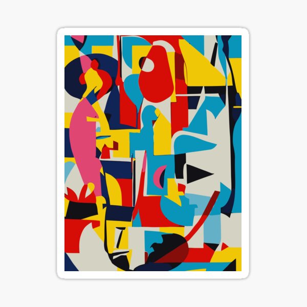 "Abstract Colorful Art with Shapes Blue Red Yellow" Sticker for Sale by ...