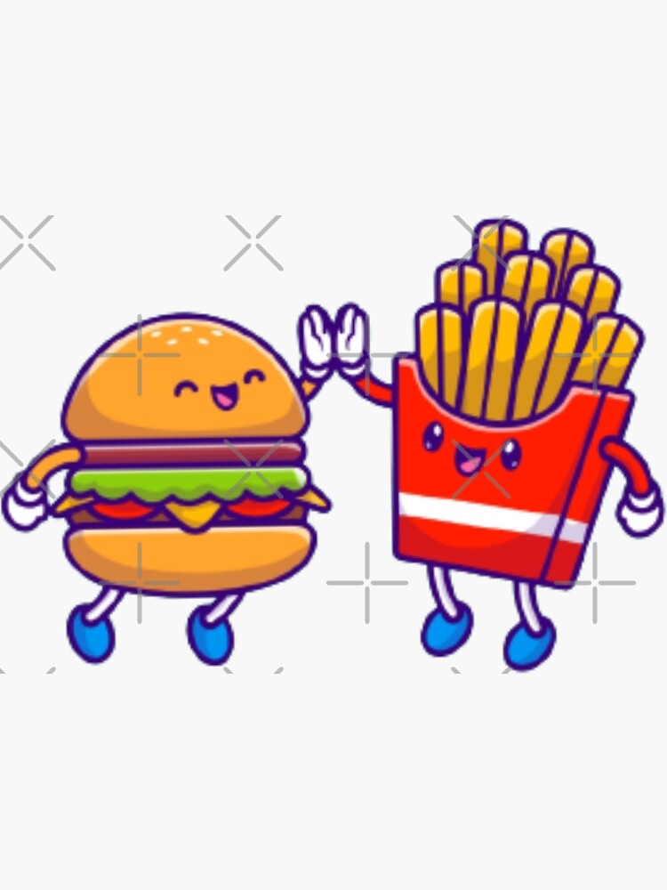 "Burger and Fries Best Friends" Sticker for Sale by HQ-Designs | Redbubble