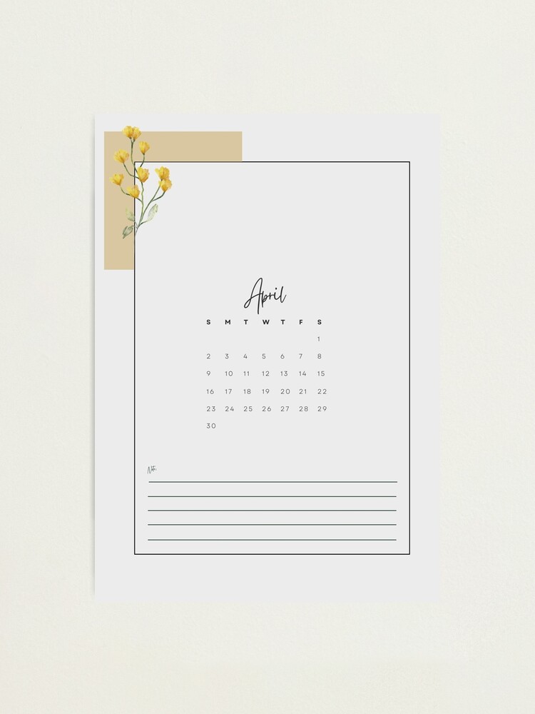 "2023 Minimalistic Floral Aesthetic April Printable Calendar, A4 ...