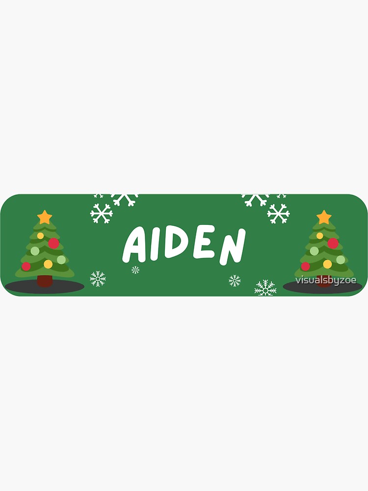 "Aiden Christmas Name Label with Tree and Lights" Sticker for Sale by ...