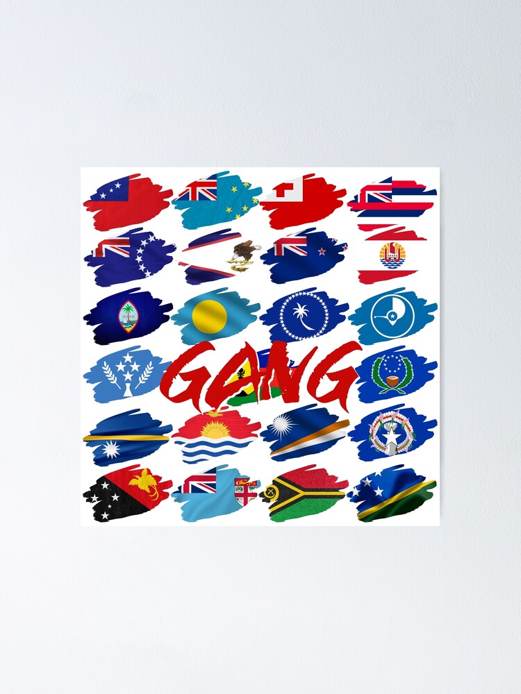 Poster « Drapeaux de l'île des gangs », par PolyMicroMela | Redbubble