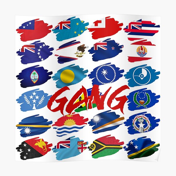 Poster « Drapeaux de l'île des gangs », par PolyMicroMela | Redbubble