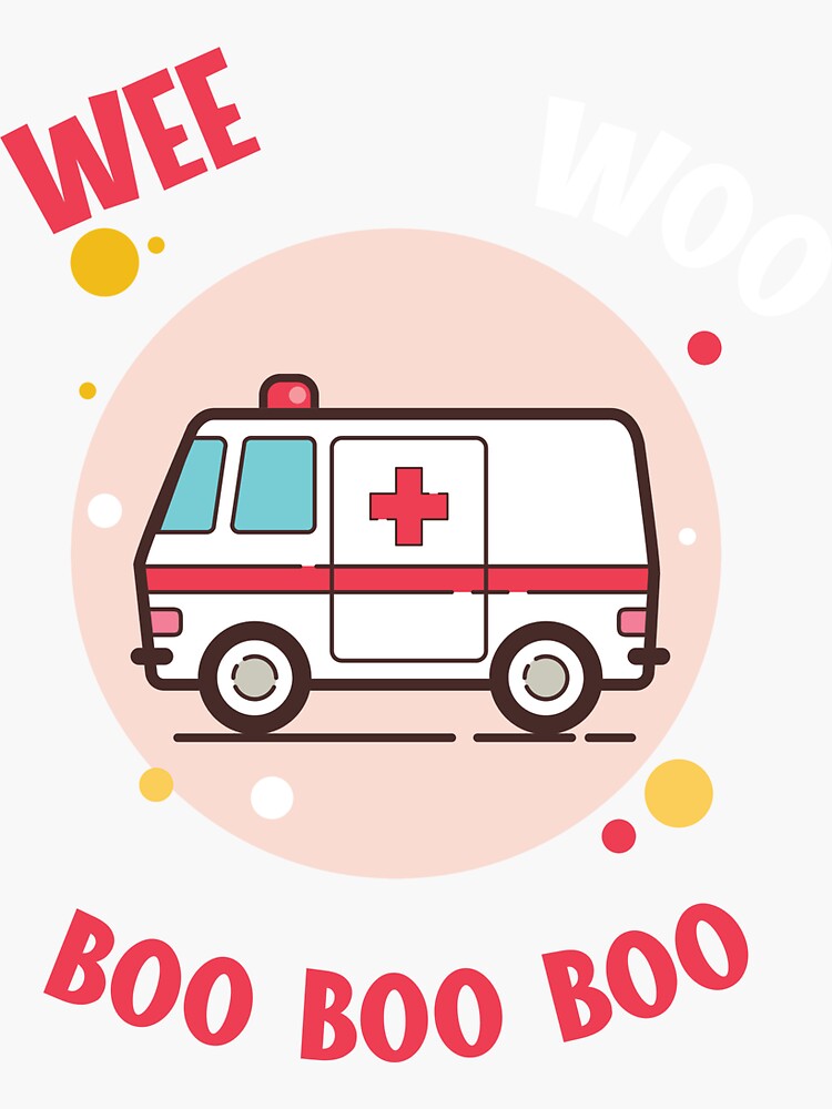 "Wee Woo Boo Boo Bus Ambulance Funny EMS EMT Paramedic Gift " Sticker ...