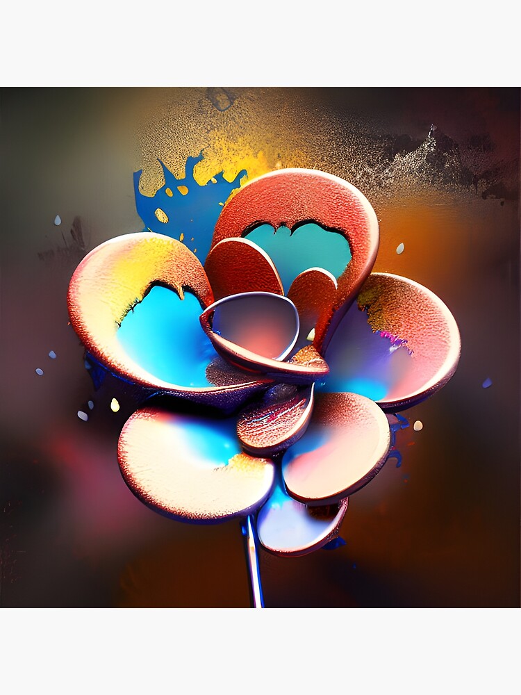 "Metal Improbability Flower Sculpture Illusion #3, AI Art" Art Print ...