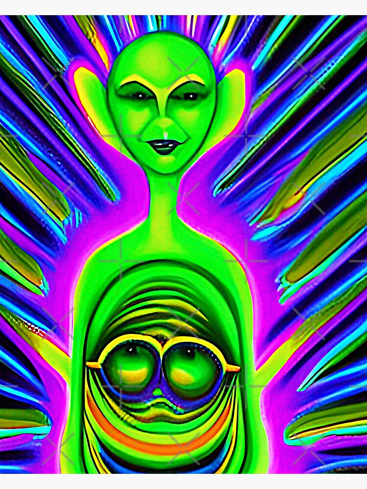 "Funny alien art. Colorful surreal alien" Sticker for Sale by Neo ...