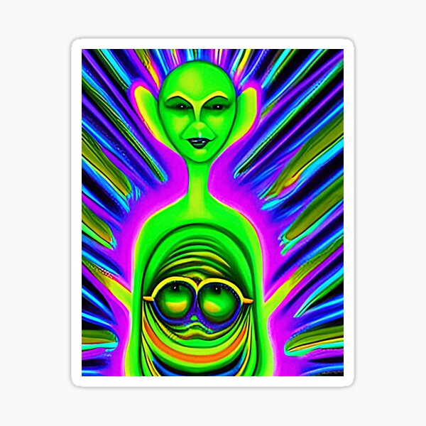 "Funny alien art. Colorful surreal alien" Sticker for Sale by Neo ...