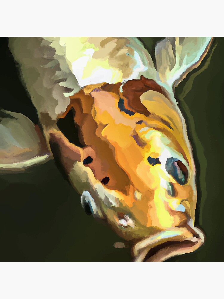 "Koi Fish With Anxiety Oil Painting Printable Wall Art" Sticker for ...