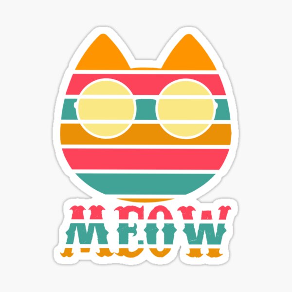 "Cat Vintage T Shirt Design, MEOW" Sticker for Sale by saturndigit ...
