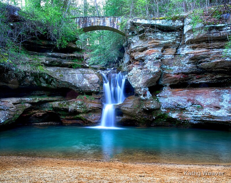 "Hocking Hills waterfall and Bridge - Ohio" by Kathy Weaver | Redbubble