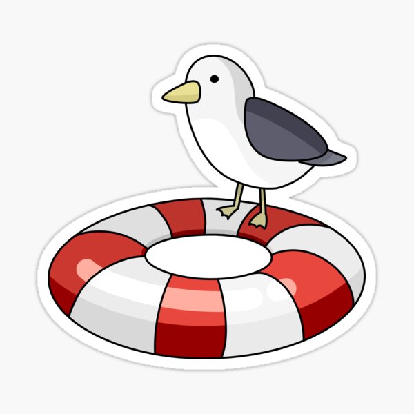 "Cute Seagull on Lifesaver " Sticker for Sale by Cassapillar | Redbubble