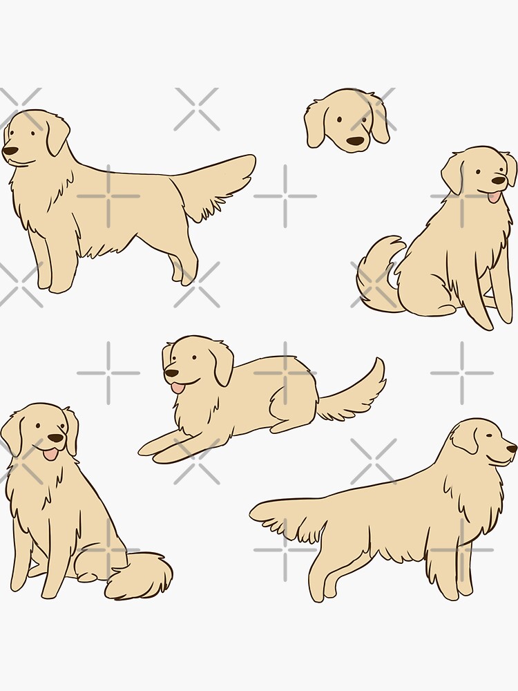 "Golden retriever cute pack " Sticker for Sale by Yarafantasyart ...