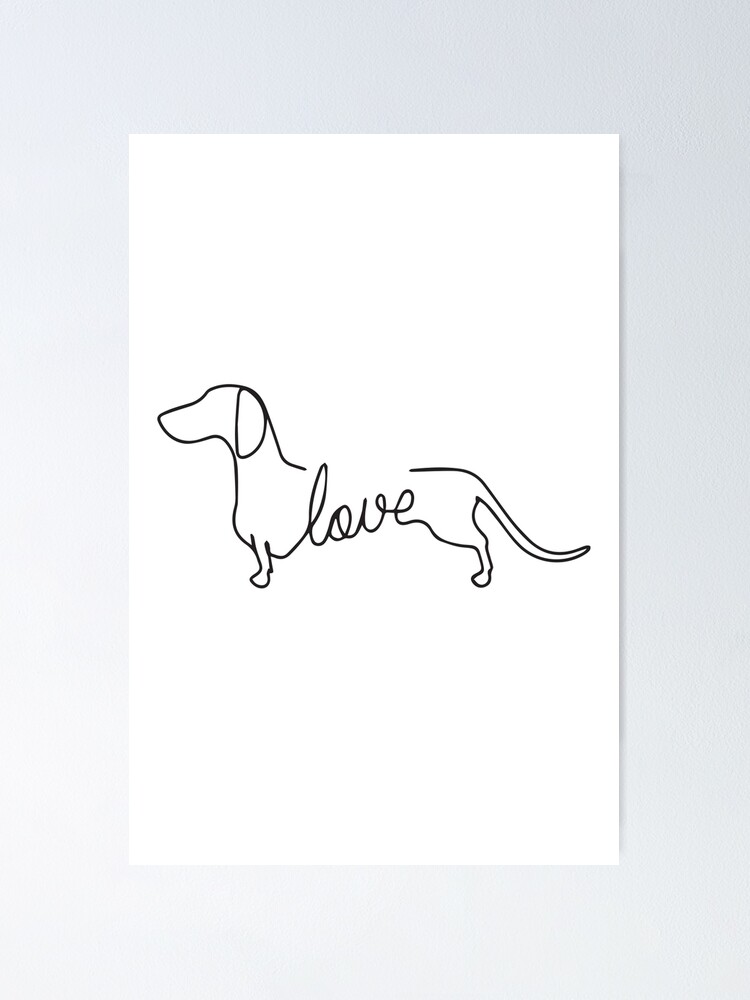 "Love wiener dog line art design " Poster for Sale by edwardarta ...