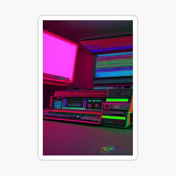 "80’s Retro Tech Vibes 26" Sticker for Sale by benitodelray | Redbubble