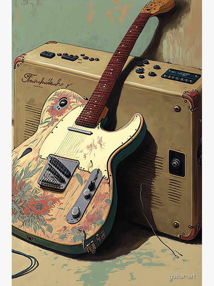"Vintage Telecaster Electric Guitar" Sticker for Sale by guitar-art ...
